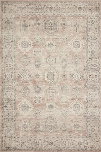 Loloi II Hathaway Collection HTH-03 Java / Multi 7'-6" x 9'-6", .25" Thick, Area Rug, Soft, Durable, Printed, Modern, Low Pile, Non-Shedding, Easy Clean, Living Room Rug