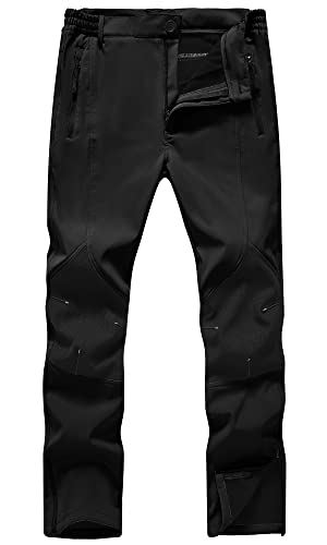 Men's Waterproof Snow Ski Pants Windproof Fleece Lined Ripstop Outdoor Lightweight Hiking Snowboard Pants Zipper Bottom Leg (Black,3X-Large)