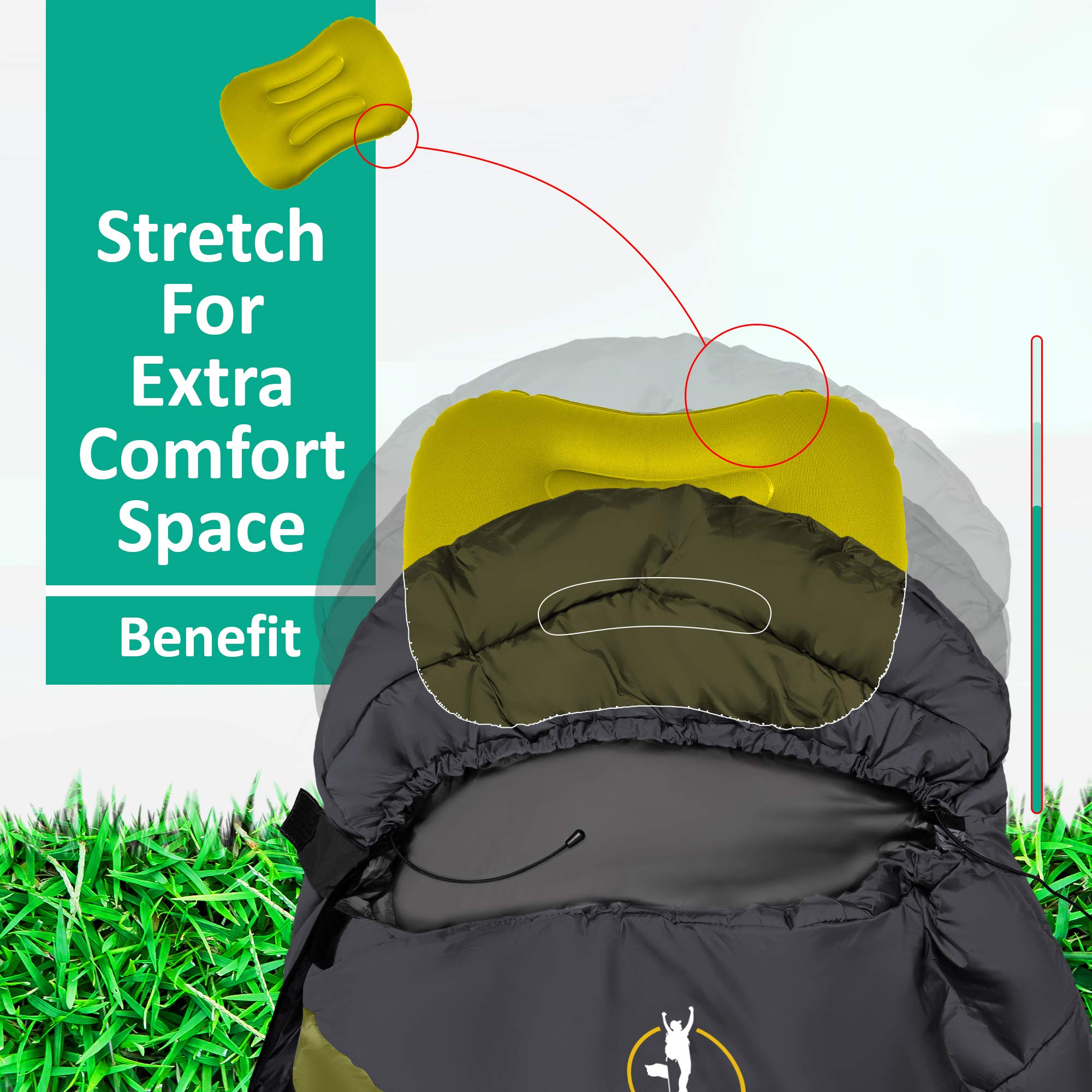 Mummy Camping Sleeping Bag - Hiking, Backpacking Sleeping Bag - Single Person Compact Lightweight Sleeping Bag for Adults with Compression Sack - Warm and Cold Weather Sleep Bag - by Trek N Tree