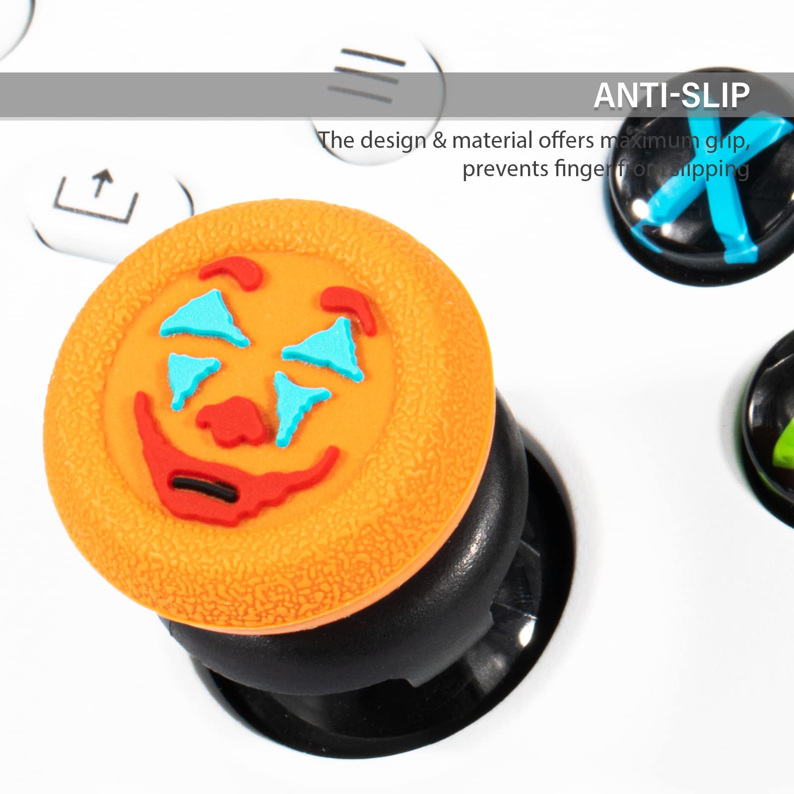 Playrealm FPS Thumbstick Extender &Texture Rubber Silicone Grip Cover 2 Sets for Xbox Series X/S & Xbox One Controller(Joker Orange)