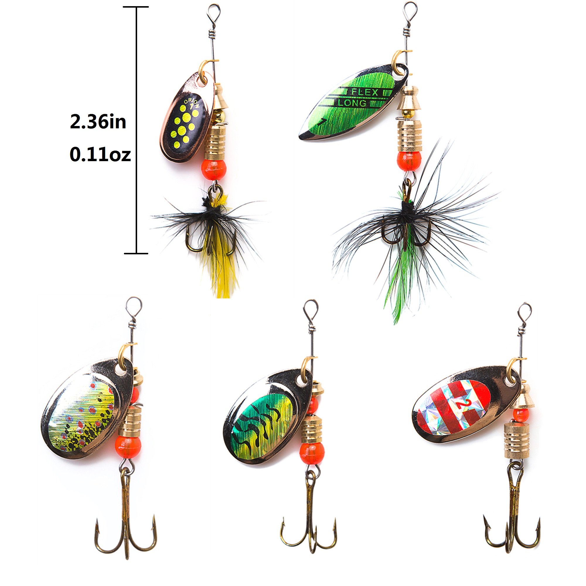 kingforest 10pcs Fishing Lures Spinnerbait for Bass Trout Salmon Walleye Hard Metal Spinner Baits Kit with Tackle Box