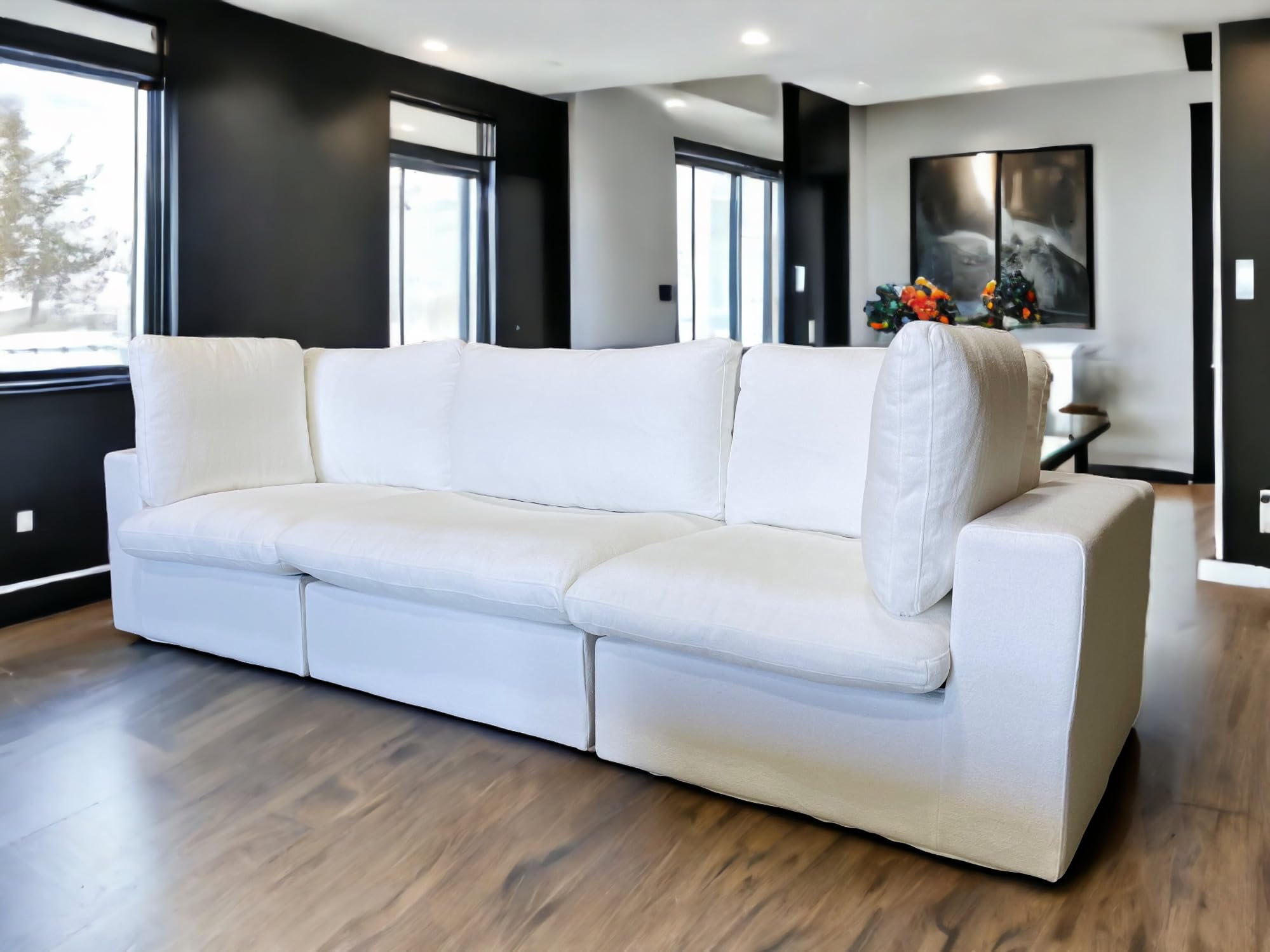 JACH Modern 3-Seater Modular Sectional Sofas for Living Room, Convertible Sofa Couch, Cushion Covers Removable, Free Combination Module Sectional Couch for Living Room Bedroom Apartment, (White)
