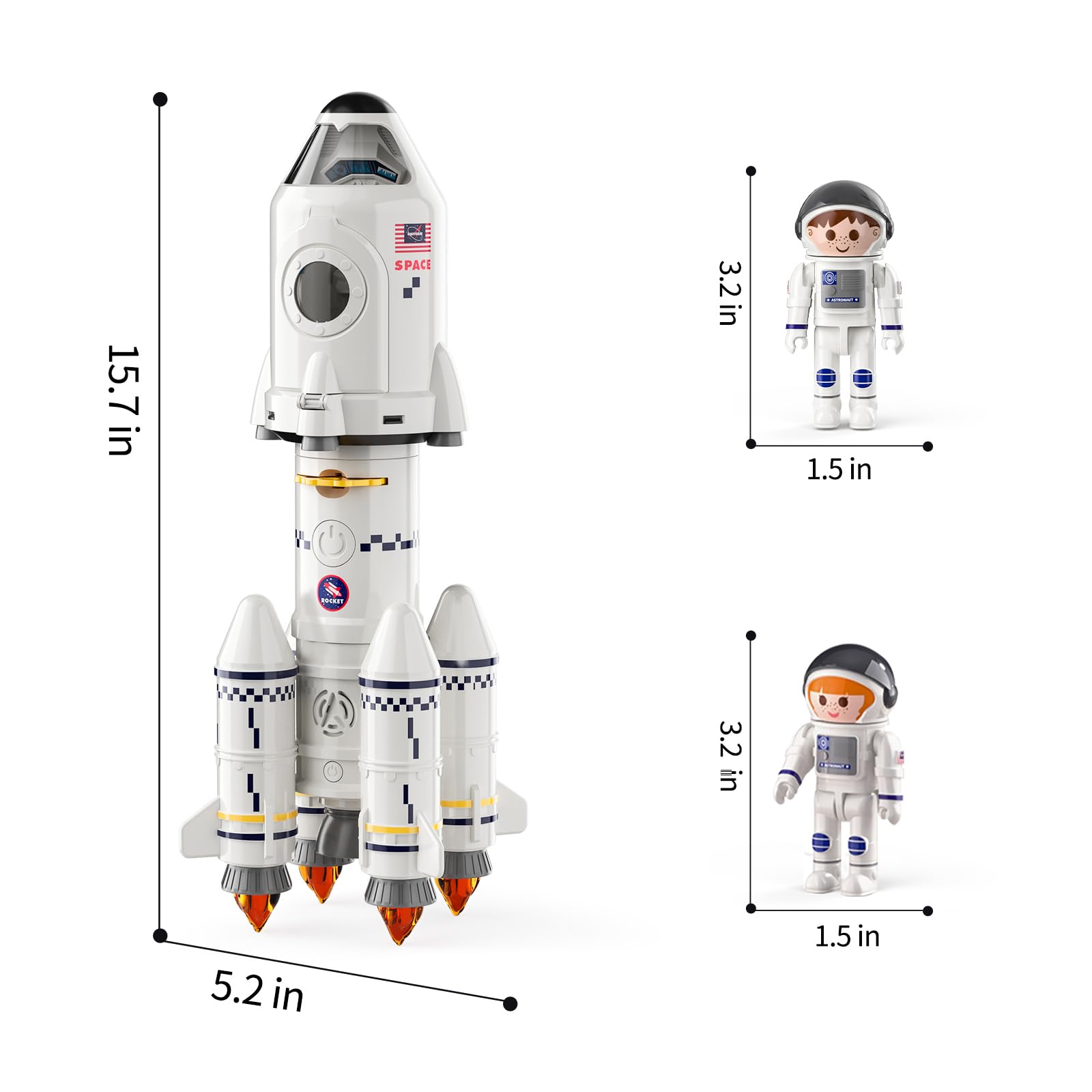 TEMI Space Shuttle Rocket Toys for 3 4 5 6 7 8 9 Years Old Kids Science Educational 5-in-1 STEM Aerospace Toys with 2 Astronauts, Projection Lamp, Space Adventure Toys Gift for Boys Girls 3+