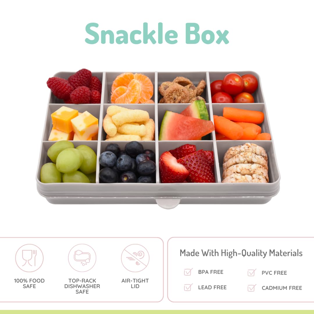 melii Snackle Box β Divided Snack Container, Food Storage for Kids, Removable Dividers, Arts & Crafts, Beads, BPA-Free β 12 Compartments (Pink)