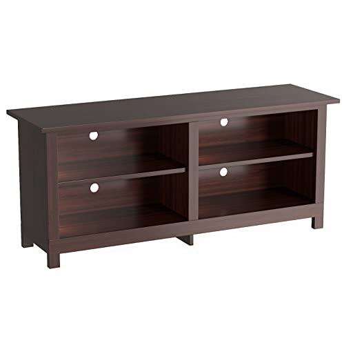 YESHOMY Classic 4 Cubby TV Stand for Televisions up to 65+ Inch, Media Entertainment Center Console Table with Four Open Storage Shelves & Cabinets, 58 Inch, 23.42β H x 15.75β D x 58.13β L, Espresso