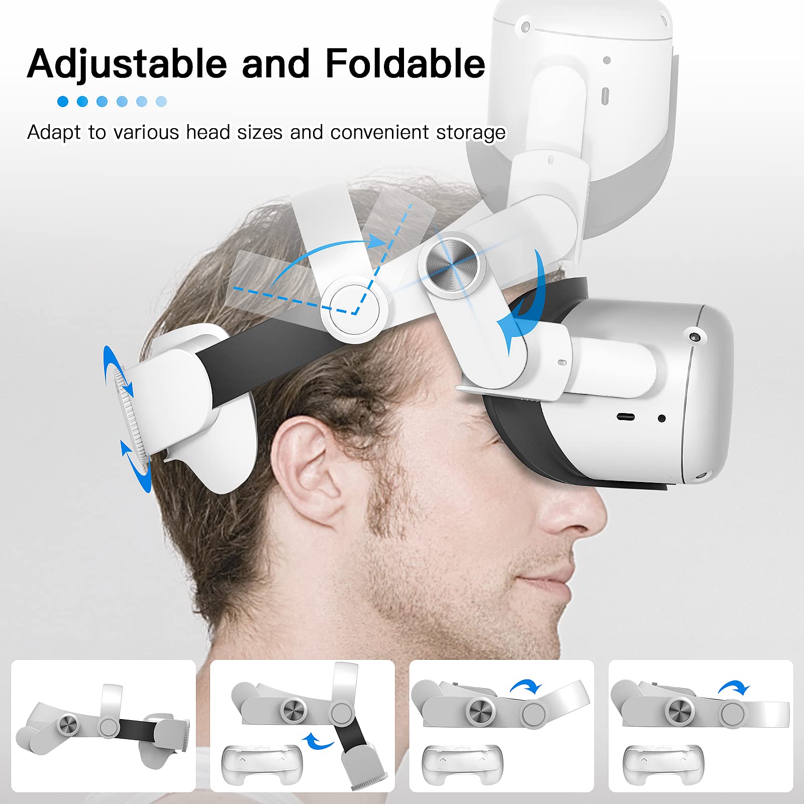 METORY Head Strap for Oculus Quest 2, Upgraded Comfort, Replacement for Elite Strap, Oculus Quest 2 Accessories, Reduce Face Pressure, Foldable and Adjustable