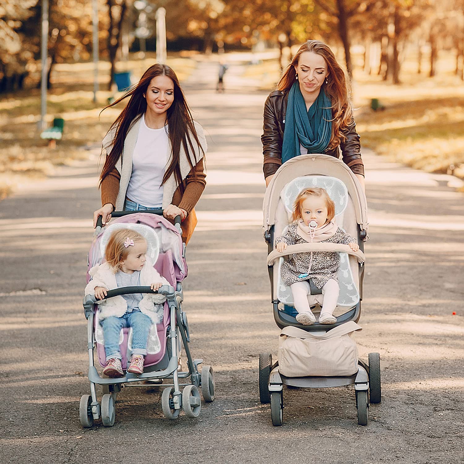 Stroller Seat Liner Pad for Children 3D Mesh Breathable Stroller Liner Insert Cover Stroller Cushion Pad for Baby Infant Double Layer (Grey Deer)