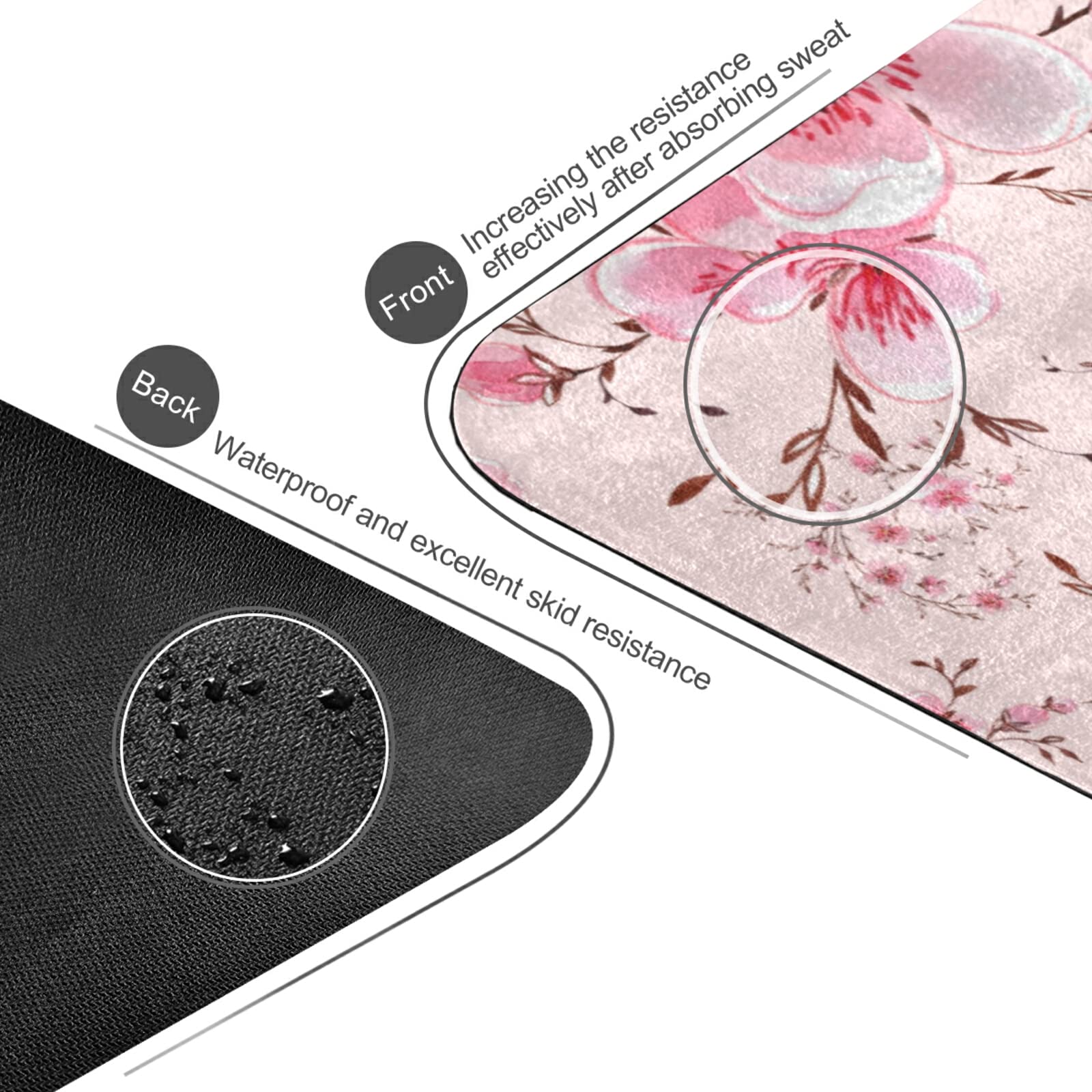 Pink Cherry Blossom Yoga Mat Cover, Non Slip Exercise Mat Cover High Performance Grip, Coming with Carry Bag(6cr8a)