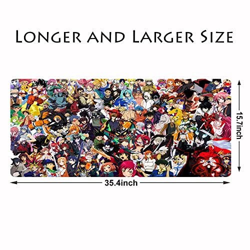 KINPLE Extended Large Gaming Mouse Pad, Full Desk Keyboard Mouse Pad, XXL Bigmouse Pad with Anime, Waterproof and Anti-Skid for Office Desk Decor . (35.4×15.75×0.1 inch)