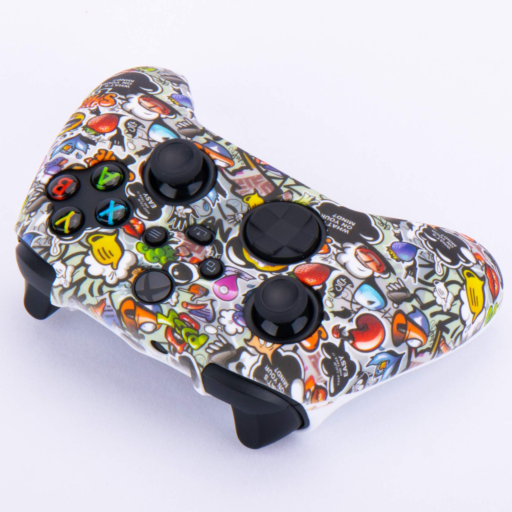 MXRC Silicone Rubber Printing Cover Skin Case x 1 Anti-Slip Customize for Xbox Series X/S Controller x 2(Street Art Pack) + Thumb Grips x 8