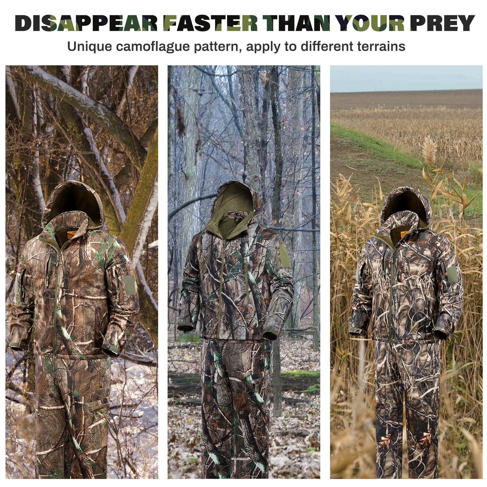 NEW VIEW Camo Hunting Clothes for Men,Quiet Warm Hunting Jacket and Pants,Water Resistant Hunting Suit for Deer Duck Bow Hunt