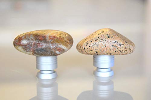 Set of 10 Handmade Natural Beach Stone Cabinet knobs and pulls. Cabinet or Drawer Rock handles