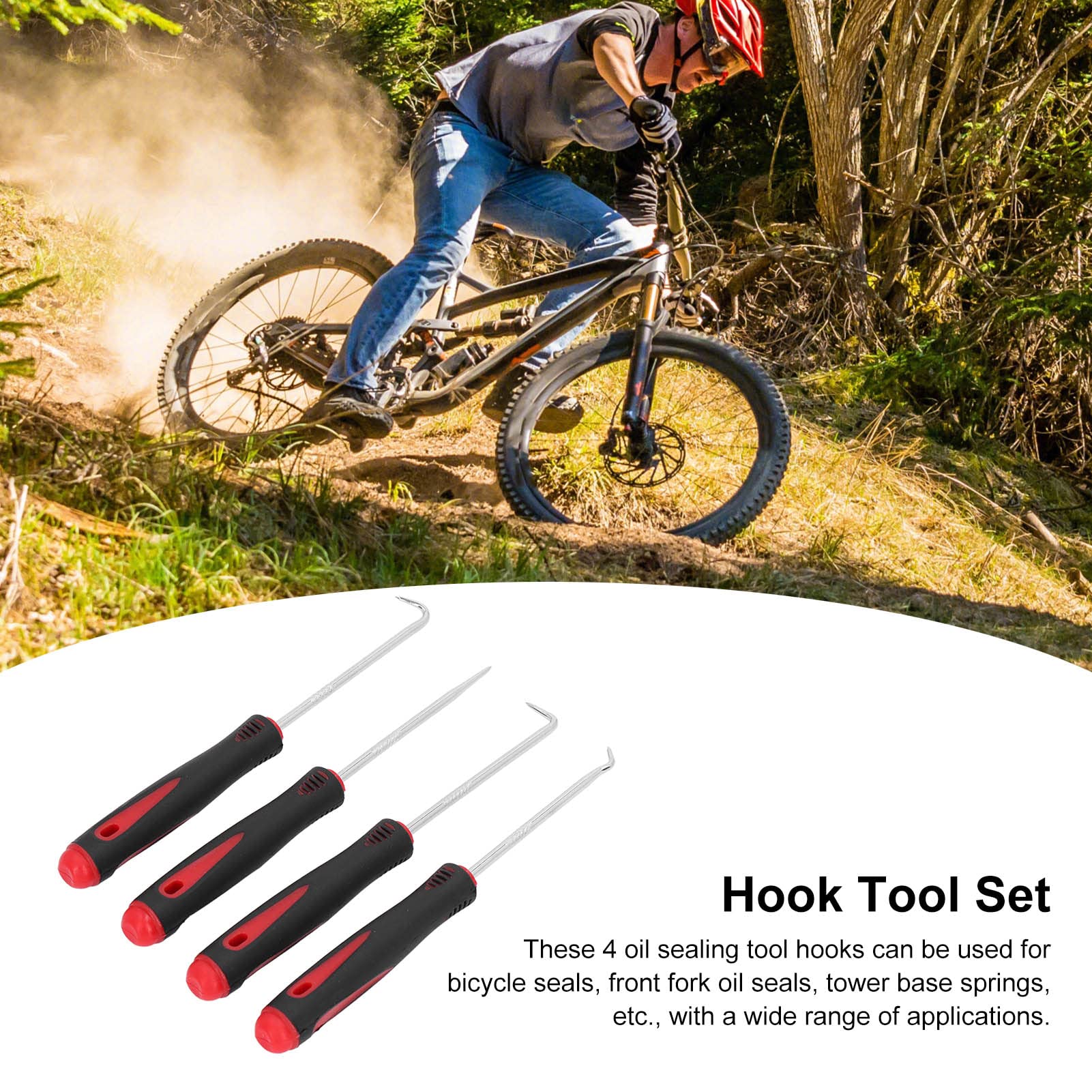 plplaaoo Pick and Hook Set, Hose Removal Tool, Pick Hook Set, Hook Tool Set O Rings Professional 4 Different Special Shaped Bicycle Oil Sealing Hooks for for Mountain Road Bikes, Hook Tool Set hoo