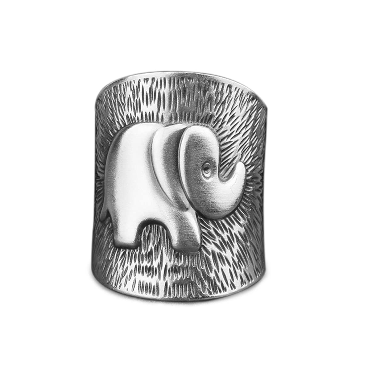 MYLYAHY S925 Sterling Silver Elephant Wide Bands Ring for Women,Adjustable Forefinger Thumb Finger Animals Ring,Boho Ring Jewelry Gift (Ring_B, Adjustable)