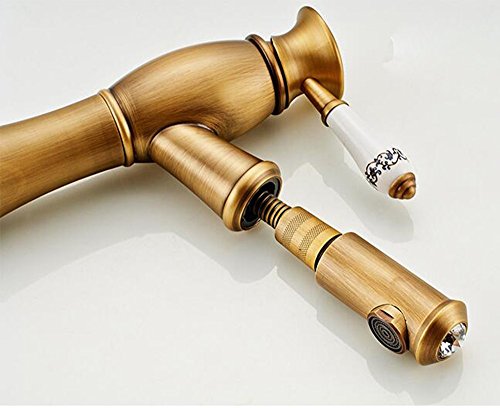 SJQKA-Antique basin faucet, bathroom all copper pull faucet, hot and cold retro faucet, telescopic table, basin faucet