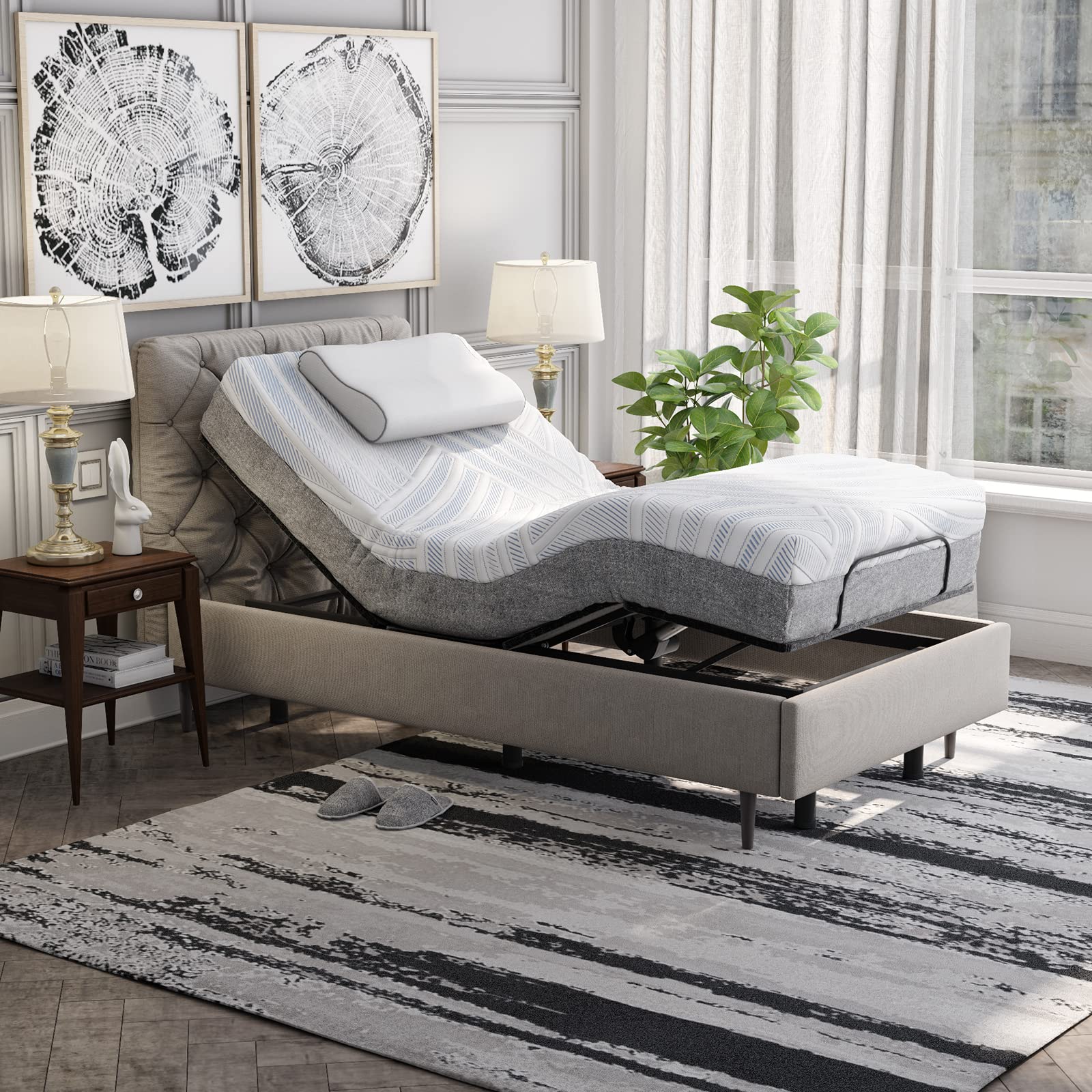 KOMFOTT 10 Inch Adjustable Bed Mattress Twin XL, 3D Transformable Cutting Mattress with Copper Gel Infused Air Memory Foam & Bamboo Charcoal Memory Foam, Mattress in a Box with CertiPUR-US Certified