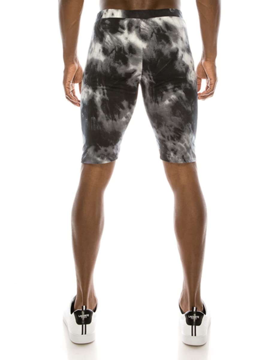 Neovic Mens Athleisure Ultra Soft Knit Yoga Shorts Base Layer Casual Solid Leggings - Grey Tie Dye - Large
