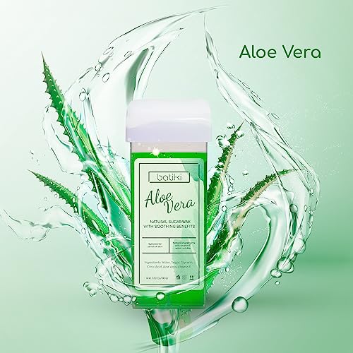 Wax Roller Refills, 4x Aloe Vera Sugar Roll on Wax Cartridges & 200x Wax Strips, Cartridge Refill for Roll on Wax Kit, Wax Roller Kit for Hair Removal, Roll on Wax Kit for Hair Removal, Wax Roller Kit