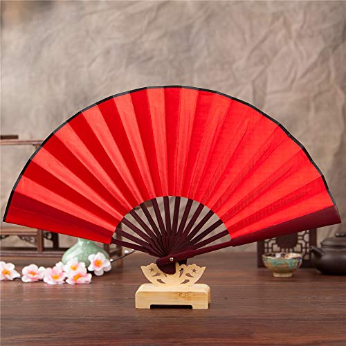 mmknlrm Unisex Silk Lace Wedding Party Fan Hand Held Chinese Dancing Floral Fan Folding Accessory Bra Strap Holder Elastic (Red, One Size)
