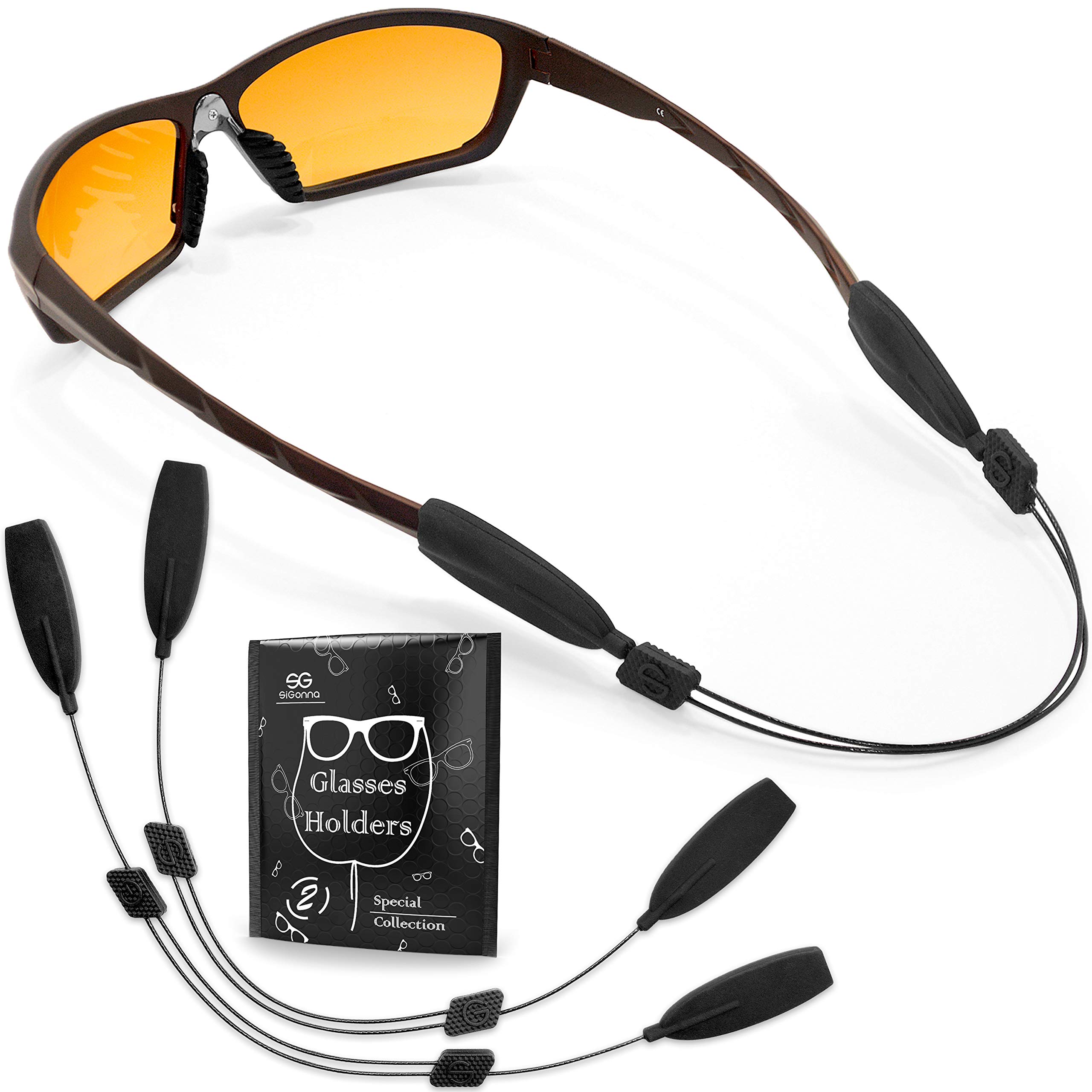 SIGONNA Glasses Strap String Holder - No Tail Eyeglasses Strap Holders - Eye Glasses Chain - Wired Eyeglass Chains for Women - 13" Glasses Lanyard Men Cord - 2 Pcs