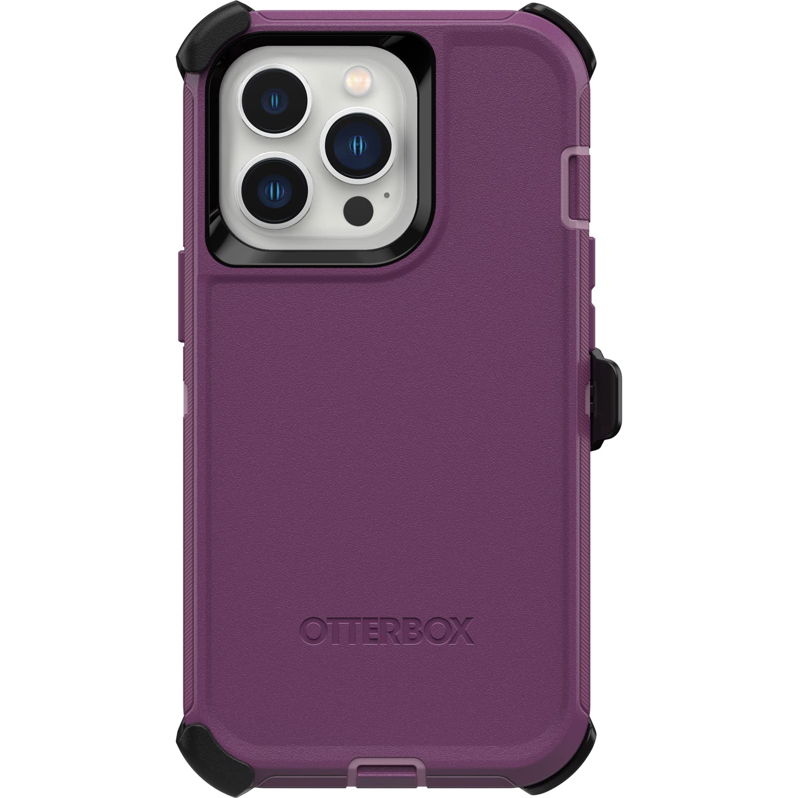 OtterBox iPhone 13 Pro (ONLY) Defender Series Case - HAPPY PURPLE, rugged & durable, with port protection, includes holster clip kickstand