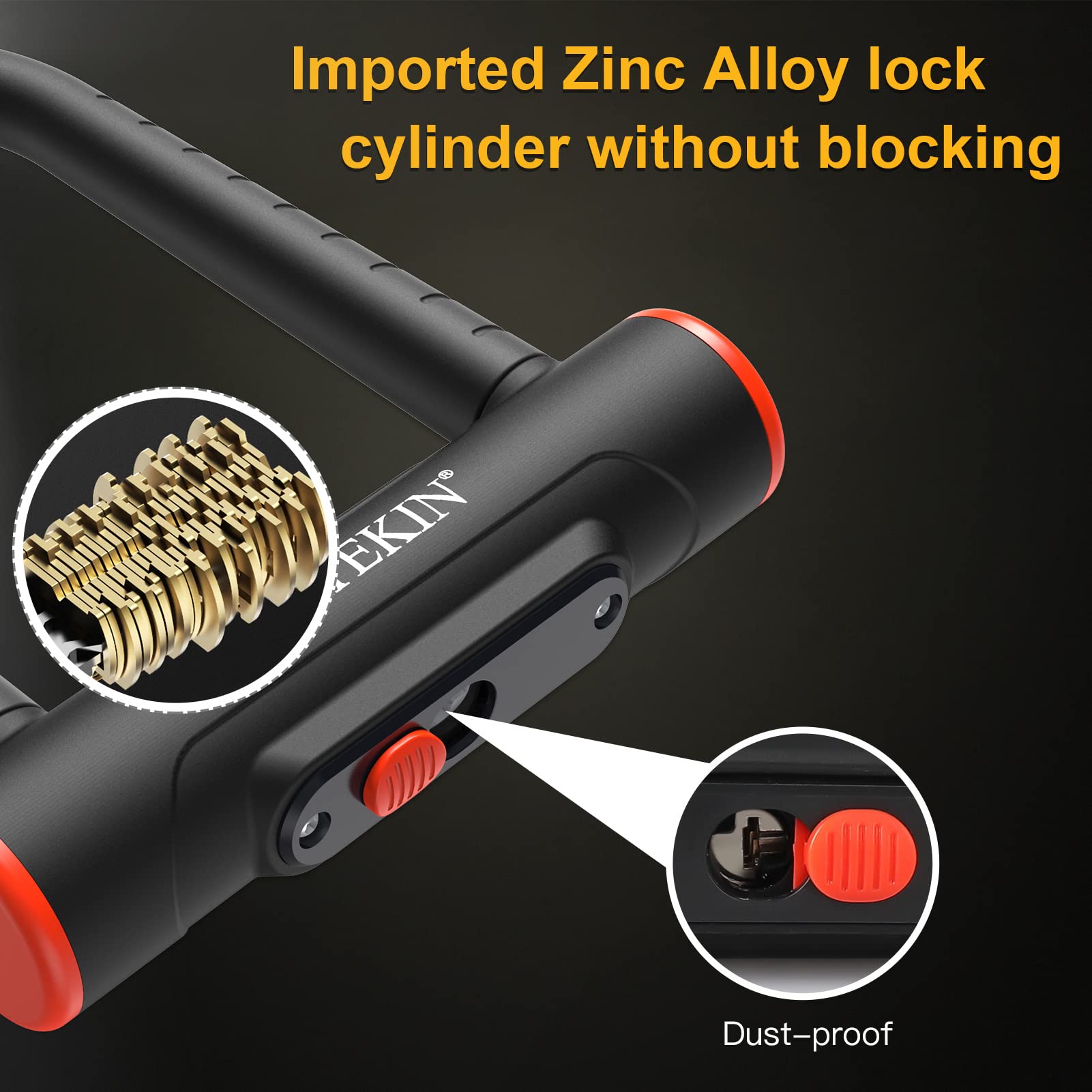 INTEKIN Bike U Lock Heavy Duty Lock , 16mm U Lock and 5ft Length Security Cable with Sturdy Mounting Bracket for Motorcycle and More, Black, Small
