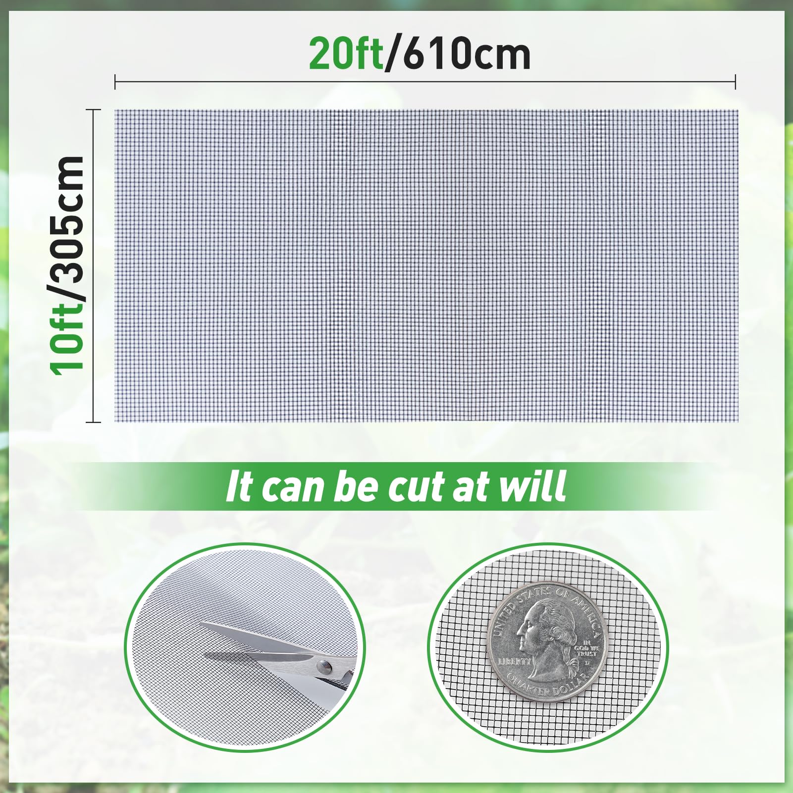 Stronger Garden Mesh Netting - 20 x 10 ft PPT Nano Mosquito Netting Screen, Bird Net Barrier for Outdoor Plants Vegetables Patios Balconies Terraces, Shading Rate 33% (Black)