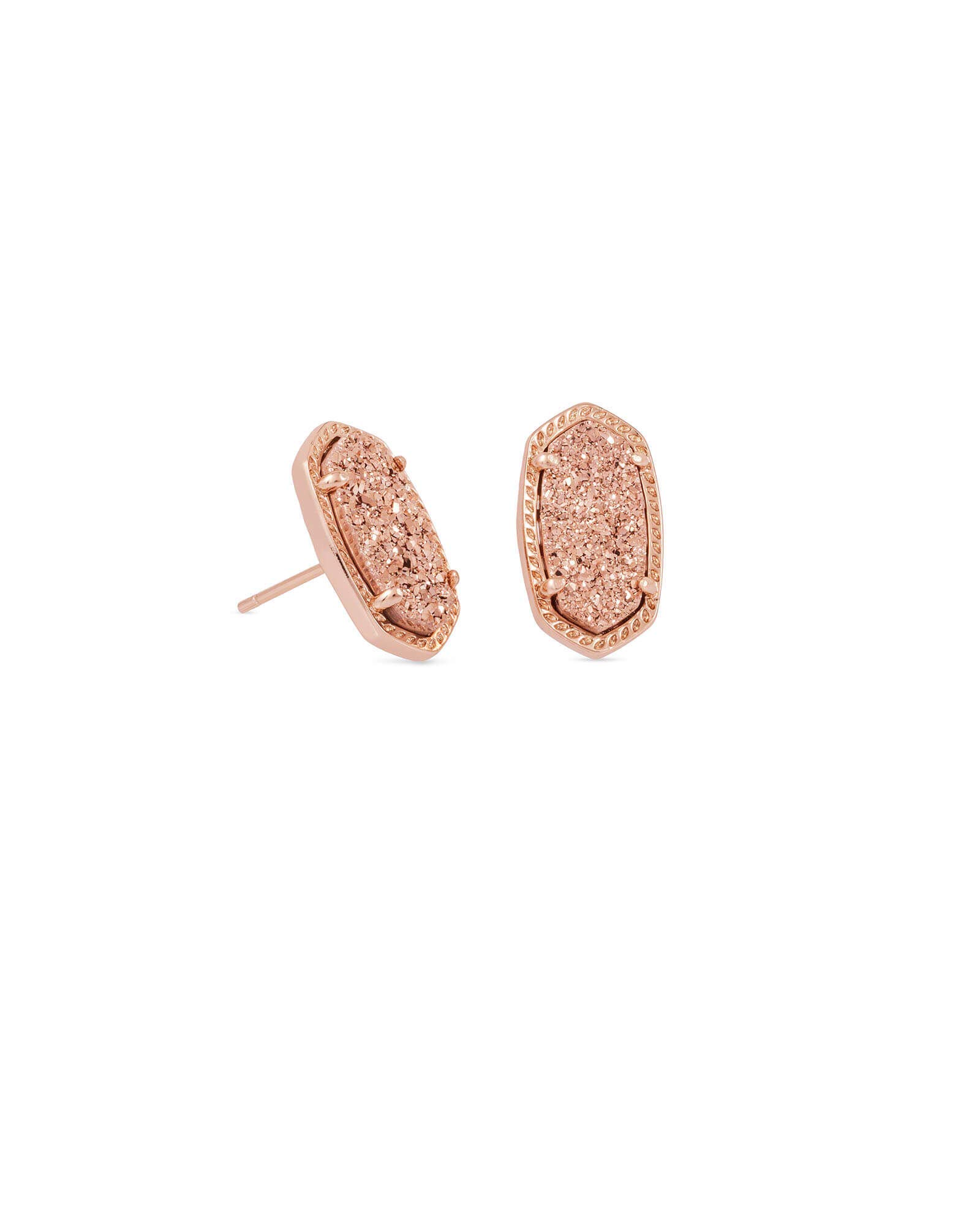 Kendra Scott Ellie Stud Earrings for Women, Fashion Jewelry, Rose Gold-Plated, Rose Gold-Plated Drusy