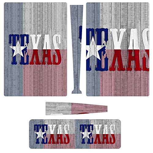 Texas Flag on Woodenboard Full Protective Skin Cover Design Wrap Decal Sticker Compatible with PS5 Digital Edition Console and Controller