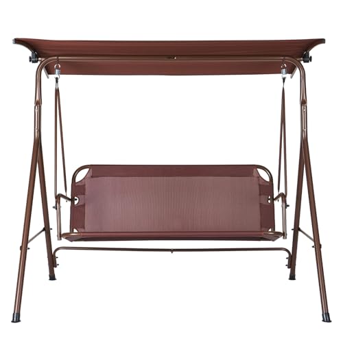 VEVOR 3-Seat Patio Swing Chair, Outdoor Patio Swing with Adjustable Canopy