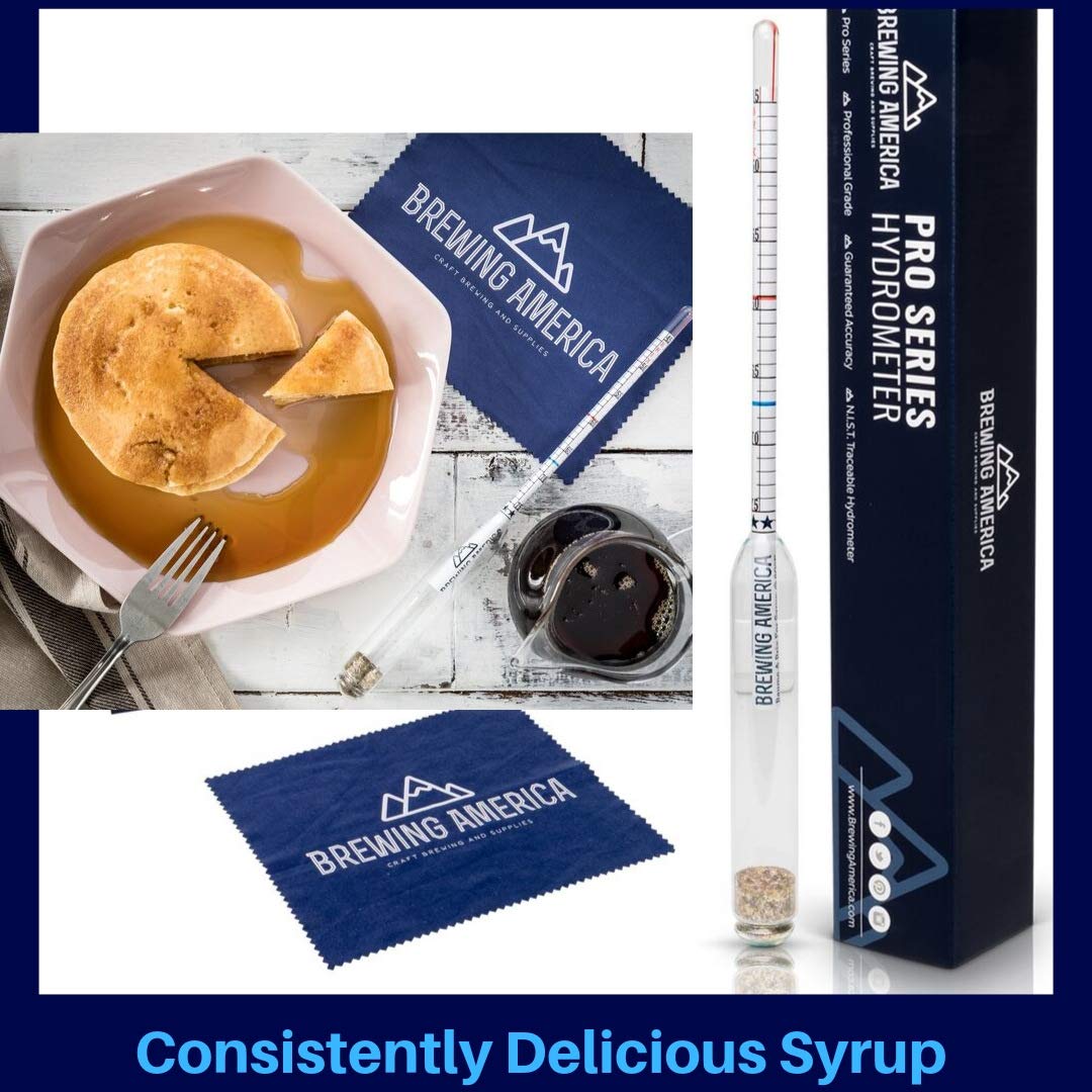 USA Made Maple Syrup Hydrometer Density Meter for Sugar and Moisture Content Measurement for Consistently Delicious Pure Syrup β Made in America - BRIX & Baume Scales - Easy Read Red Line Calibrated