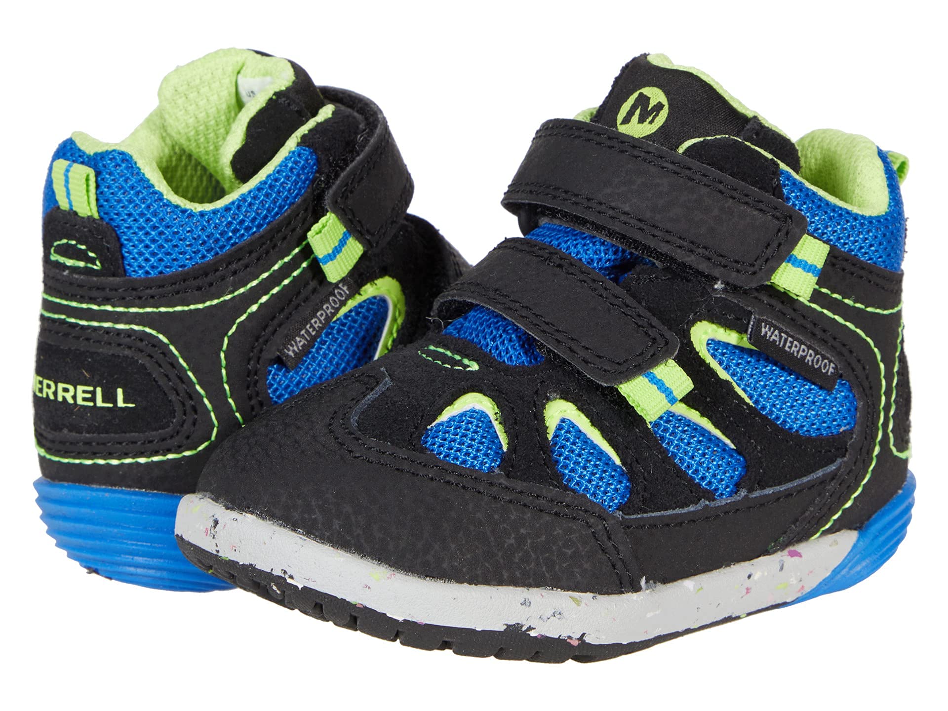 Merrell Bare Steps Altitude Jr Waterproof Boot, Black/Royal, 4.5 Wide US Unisex Big_Kid