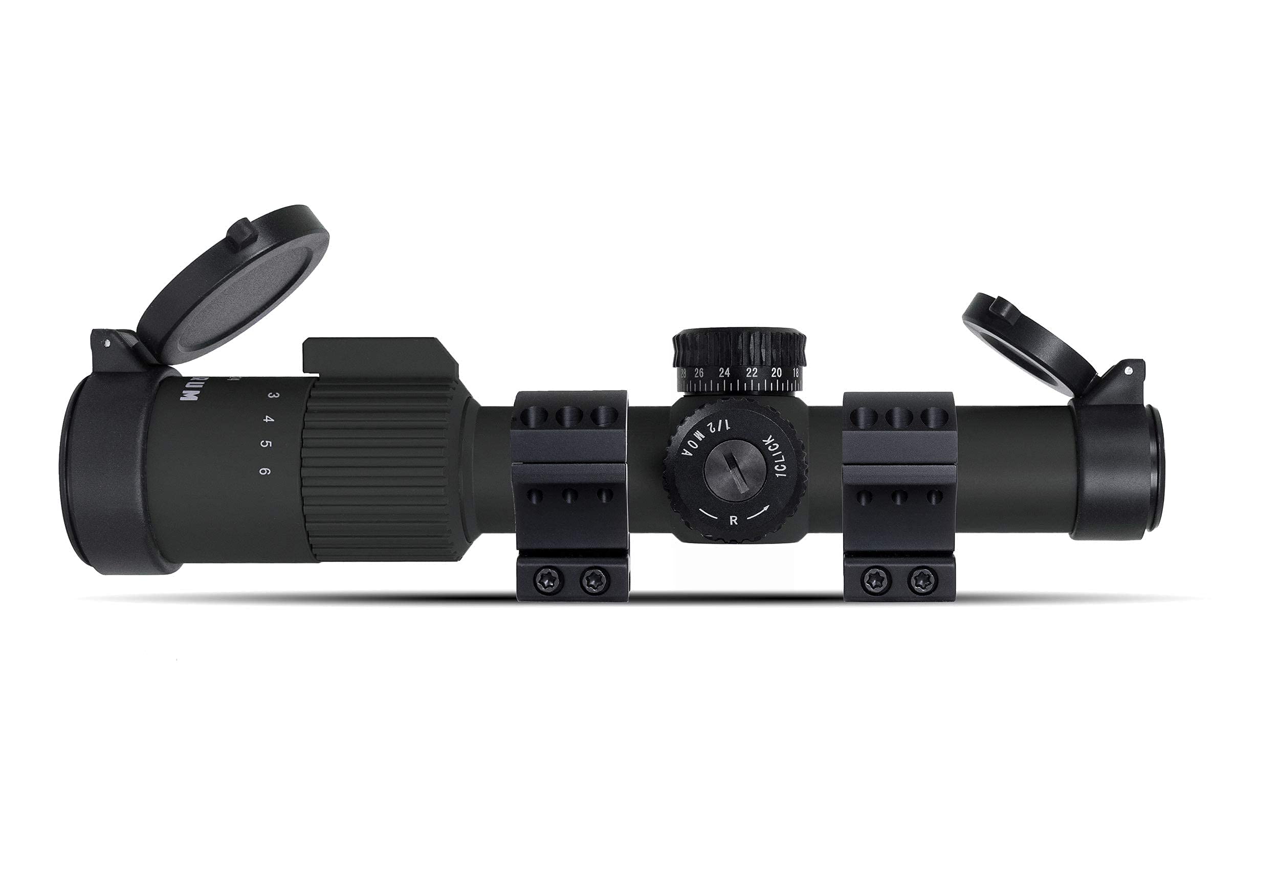 Monstrum Alpha 1-6x24 First Focal Plane FFP Rifle Scope with MOA Reticle | Precision V2 Picatinny Scope Rings | Bundle