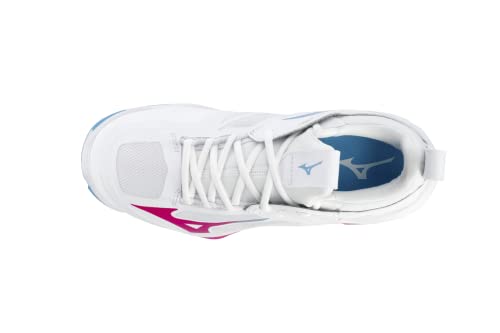Mizuno Women's Wave Momentum 2 | Women's Indoor Volleyball Shoe | White/Pink | US Women's 10