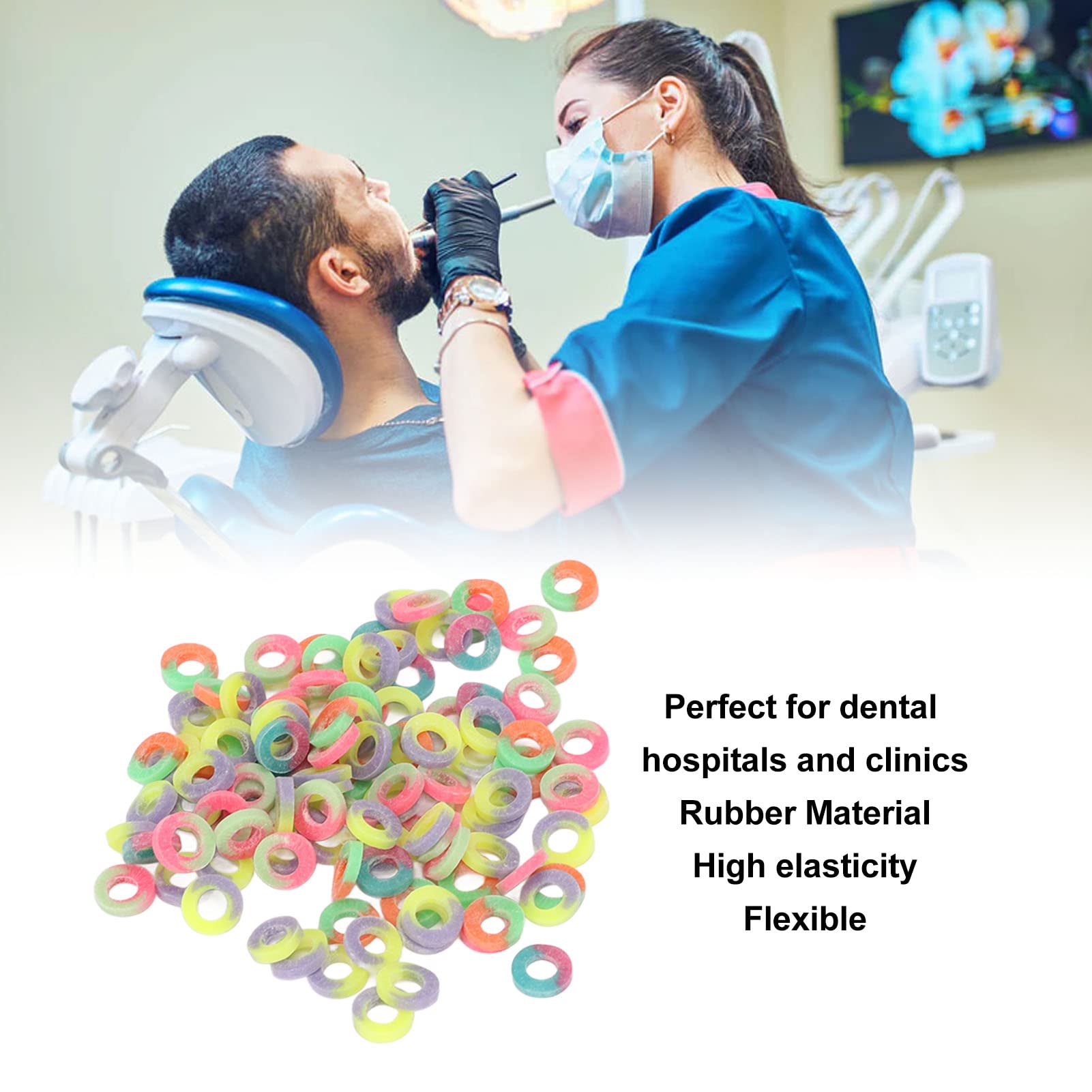 Tooth Gap Elastic Band, Portable Rubber Band Professional Flexible for Dental Hospital for Dentist (Color Mixed)