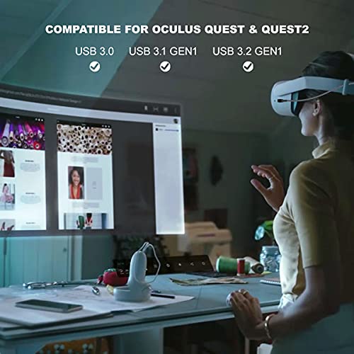 Lenink Link Virtual Reality Headset Cable Compatible with Oculus Quest, Quest 2 VR Headset and Gaming PC, Link Cable USB C to C Fast Charging (6m/20in)