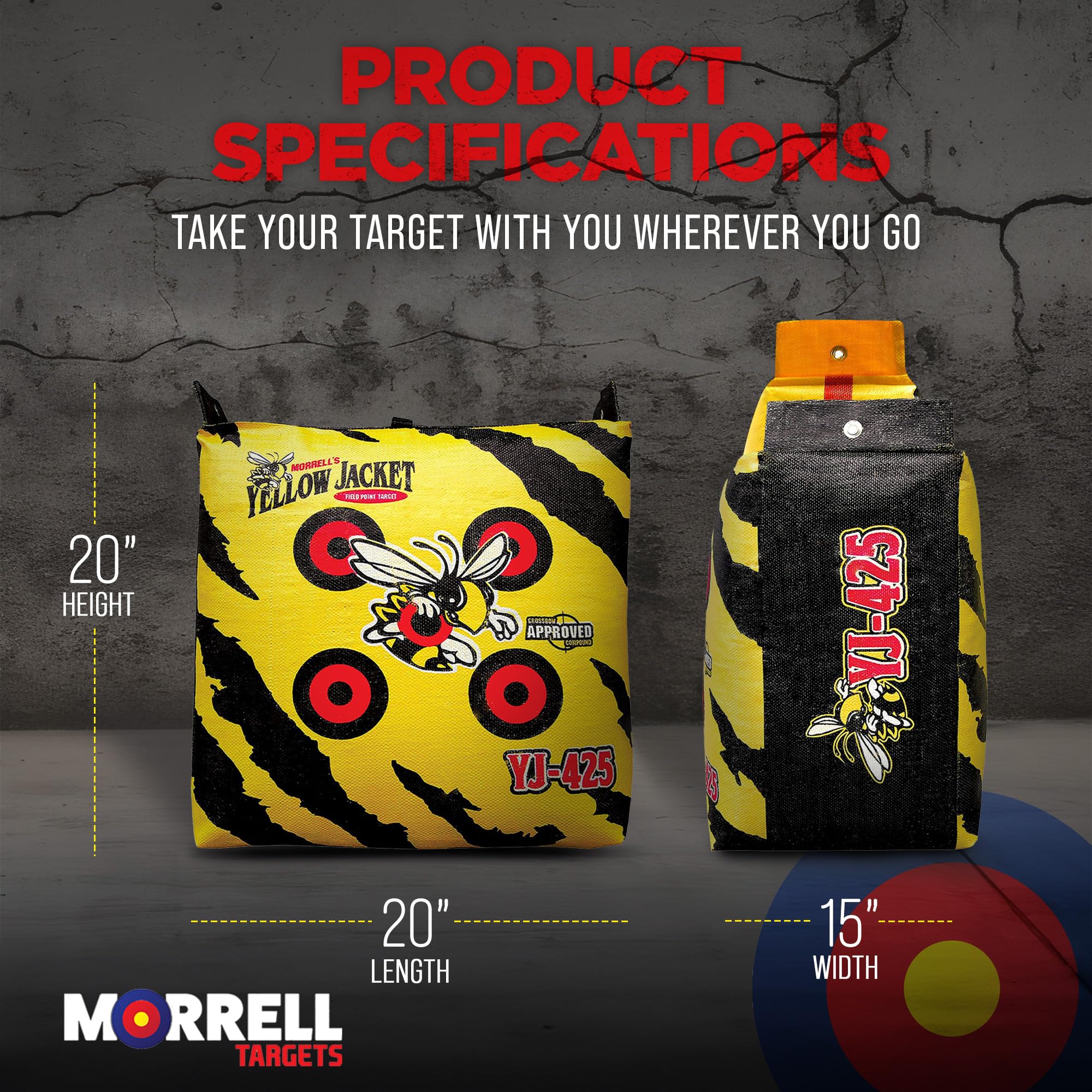 Morrell Outdoor Field Point Archery Target with Range Practice Shooting, 30 Inch Bag, and Target Stand, Yellow