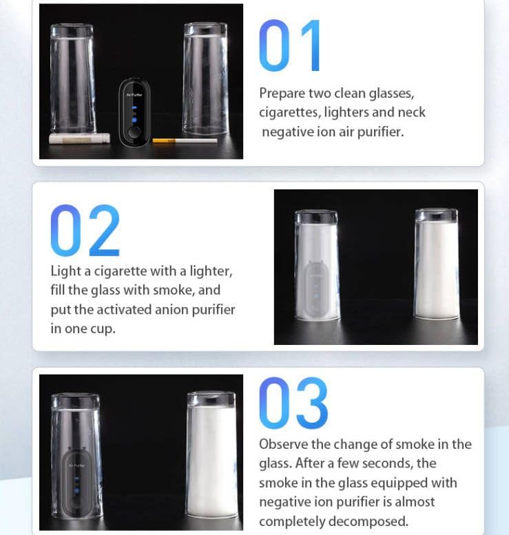 Portable Air Purifier Necklace,Personal Small Air Purifiers,100% No Static Electricity,Rechargeable Ionizer,for Bedroom,Car and Airplane,Black
