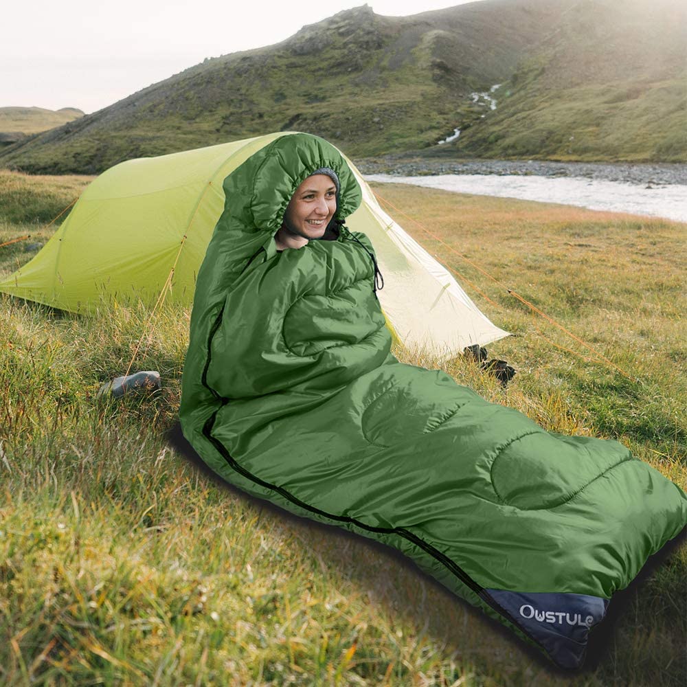 OUSUTLE Double Sleeping Bag for Adults, 2 Person Sleeping Bag with 2 Pillows for Backpacking Camping Hiking, Queen Size Cold Weather Sleeping Bag for Couples & Family Traveling