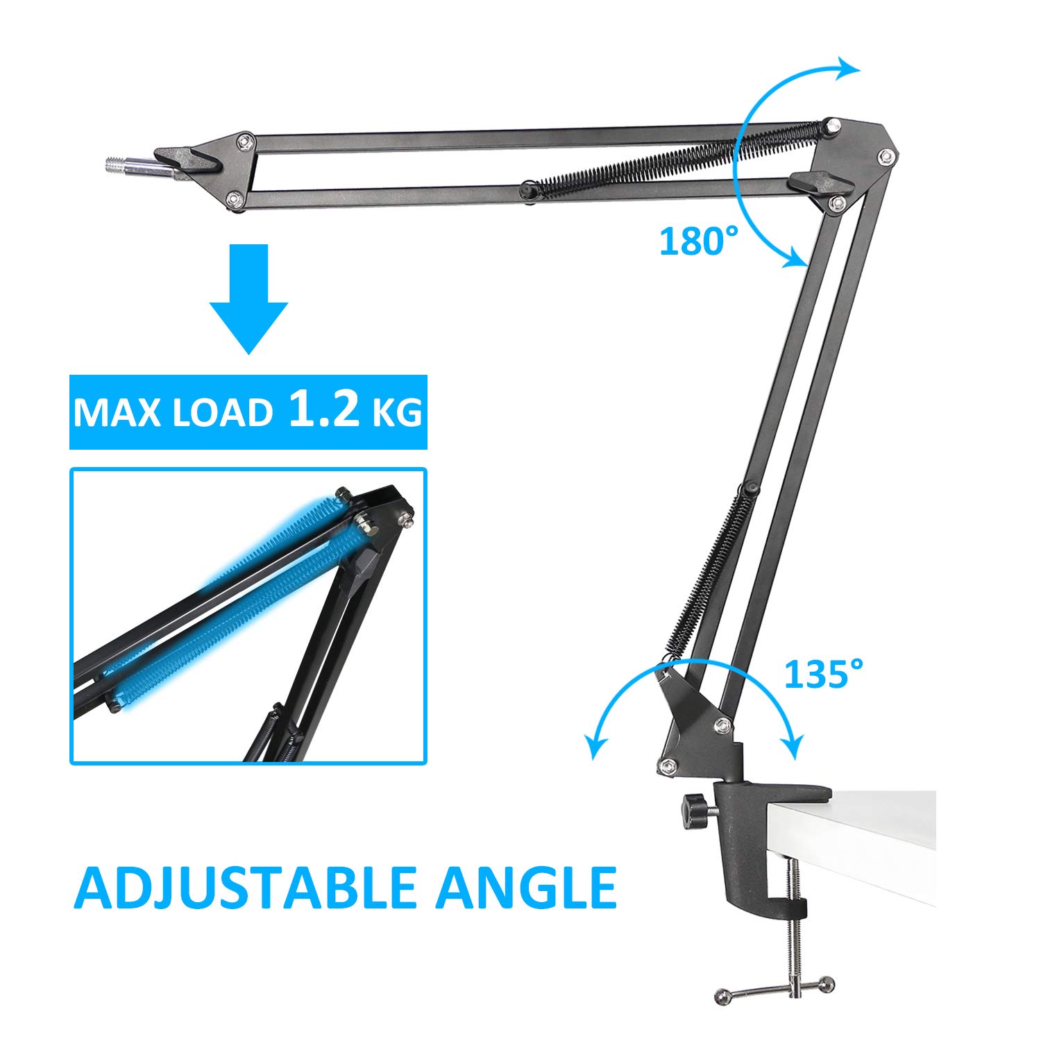 MXL 770 990 Microphone Stand with Pop Filter - Mic Suspension Boom Arm Stand with Windscreen, Cable Sleeve Compatible with MXL 770 990 Mics by YOUSHARES