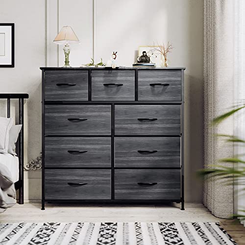 YITAHOME Dresser with 9 Drawers - Fabric Storage Tower, Hallway & Nursery - Sturdy Steel Frame, Wooden Top & Easy Pull Fabric Bins & Dresser with 4 Drawers - Fabric Storage Tower, Organizer Unit