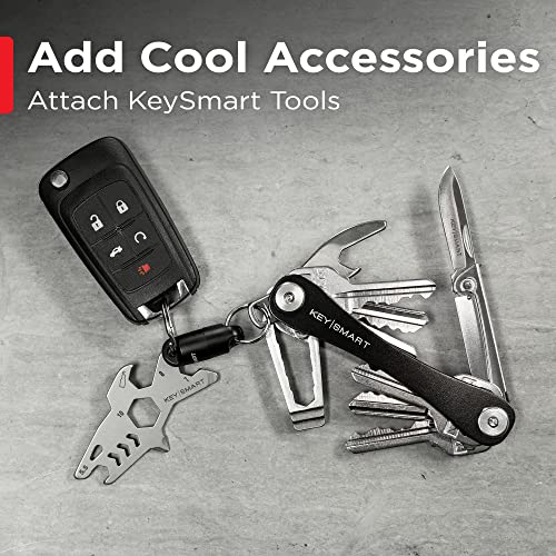 KeySmart Key Holder for Keychain Key Ring - Compact Key Organizer Key Chain Key Case, Minimalist Pocket-Sized EDC Keychain, Loop Piece for Car Fobs, Expandable (up to 8 Keys, Black)