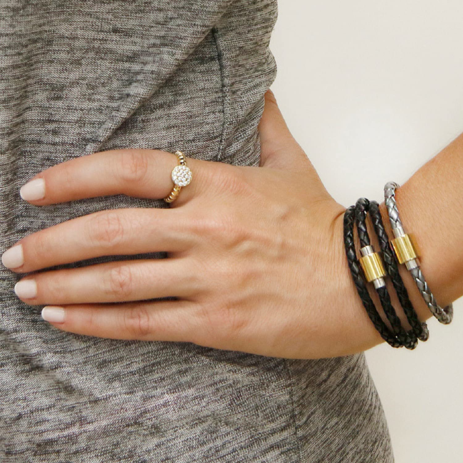 Leather Wrap Bracelets for Women - Quickly Layer our Boho Wrap Bracelets Using the Magnetic Clasp - Made in the USA our Beautiful Leather Wrist Bracelets for Women Make Great Gifts - Black