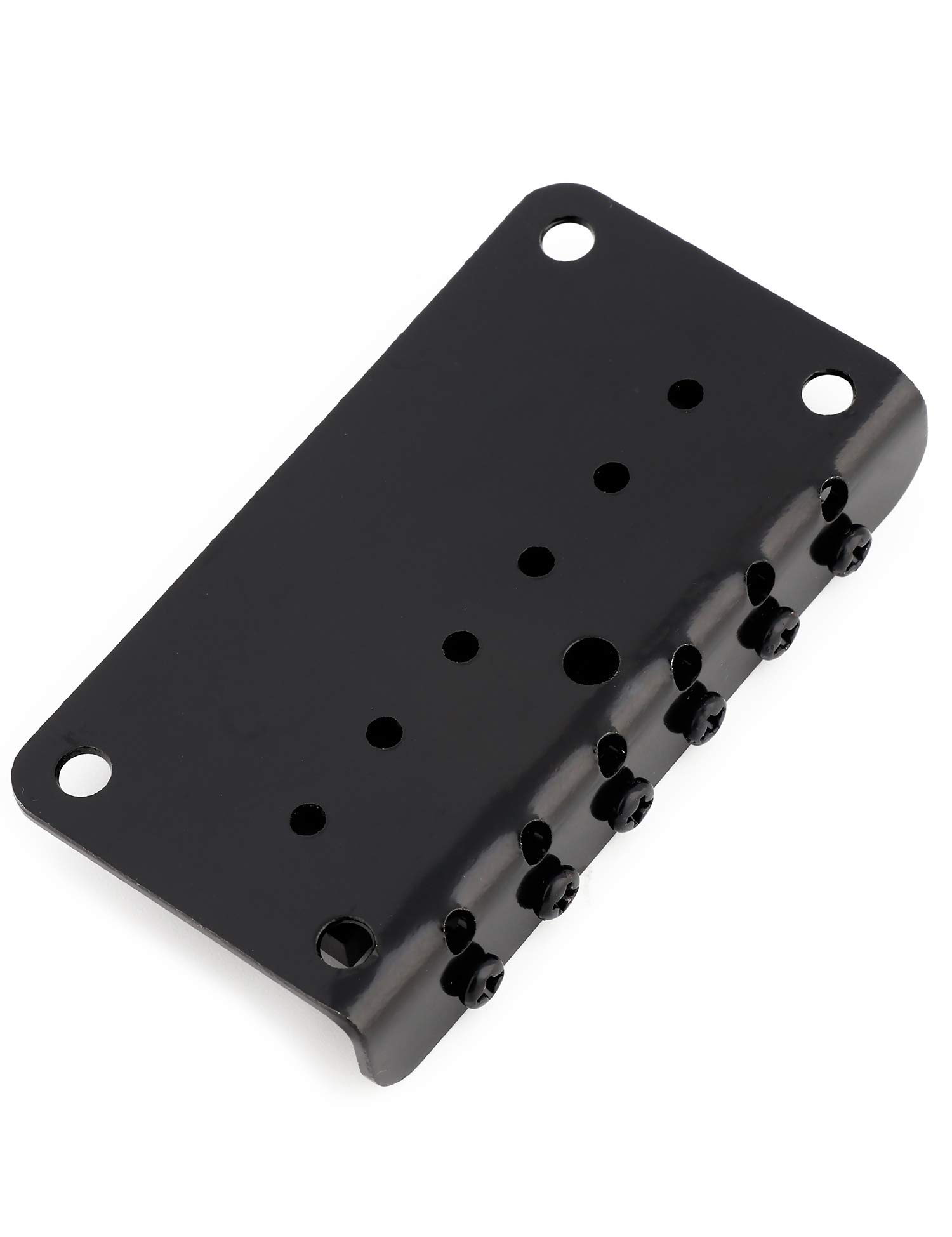 Metallor Top Load Guitar Bridge Tailpiece Fixed Hardtail Saddle Bridge Compatible with 6 String Fender Strat Tele Style Electric Guitar Parts Black.