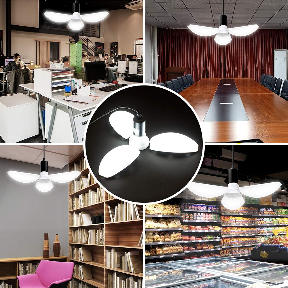 LED Garage Lights - 4000LM Super Bright Adjustable Garage Ceiling Light Bulbs, E26 Base, 45W Deformable Garage Lighting LED Shop Lights for Garage,Working Light for Warehouse Workshop Basement