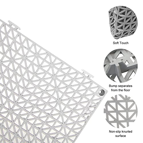 YOUNTHYE 12 Pack 12 x 12 Inch Interlocking Drainage Tiles Rubber Outdoor Tiles Splicing Waterproof Mat for Patio Pool Mats for Deck No-Slip Modular Interlocking Cushion for Shower Kitchen Yard Balcony