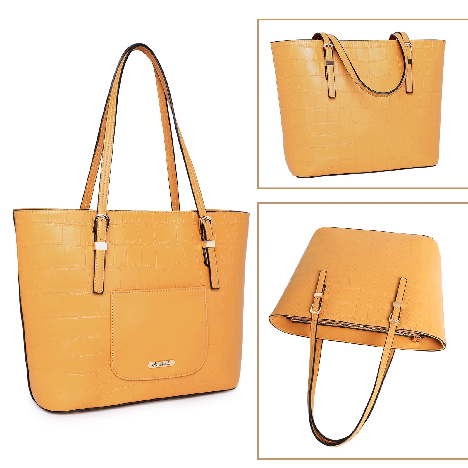 Montana West Handbags Crocodile Pattern Purses for Women Tote Bag Top-Handle Pu Leather Shoulder Bags B2B-MWC-027KH