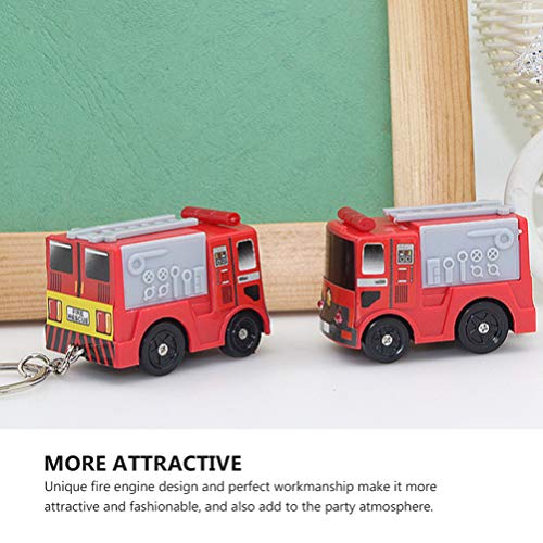 KESYOO 1 Set 2 Pcs Fire Truck Keychain Fire Engine LED Keyring Handbag Hanging Keychain for Kids Fireman Birthday Party Favor (Red)