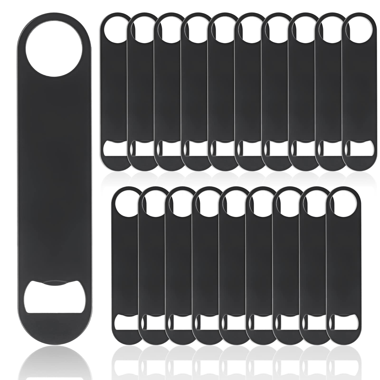 QTLCOHD 20 Pack Flat Bottle Opener 7 Inch Stainless Steel Bottle Openers Bulk Black Beer Bottle Opener Bartender Beer Bottle Opener for Kitchen Bar or Restaurant