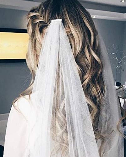 Kercisbeauty 3M 1 Tier Soft Tulle Sheer Cathedral Wedding Lace Veil Single Layer Drop with Gold Flower Comb Multi Layer Pearl Chain for Bride Bridal Headpiece Hair Dress (Ivory)